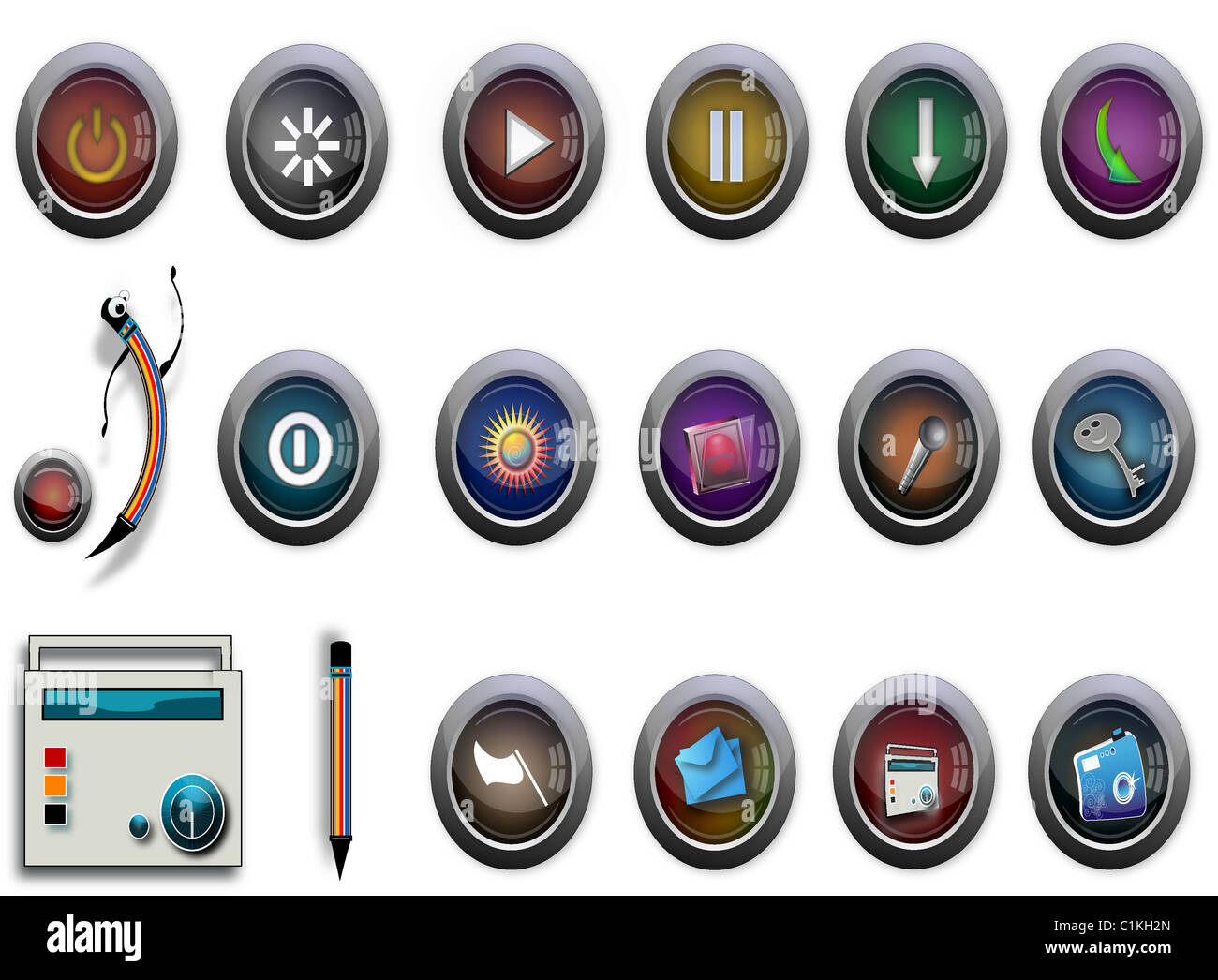 Set of 3d web icons isolated on white background Stock Photo - Alamy