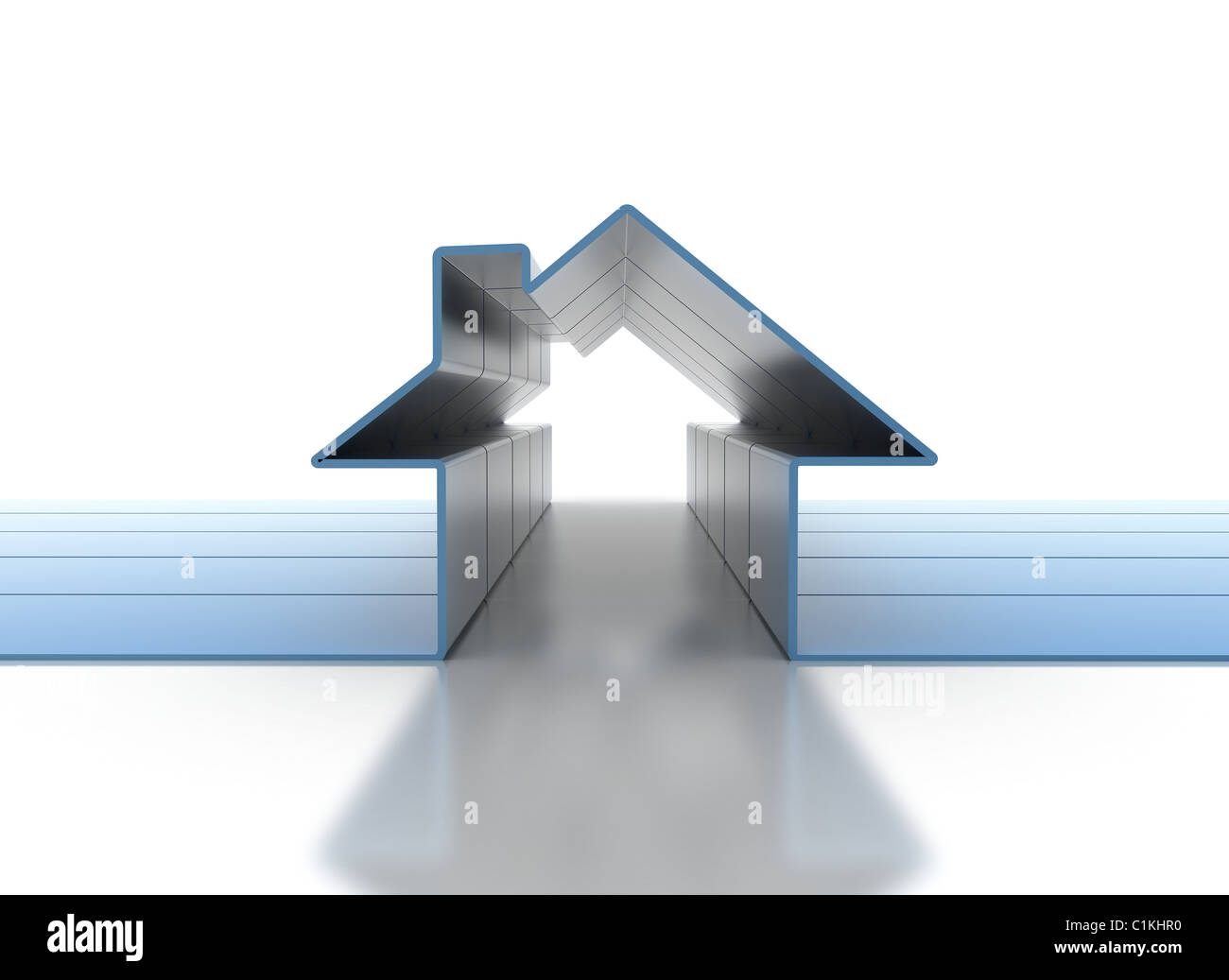 Real estate concept 3d render of blue house Stock Photo - Alamy