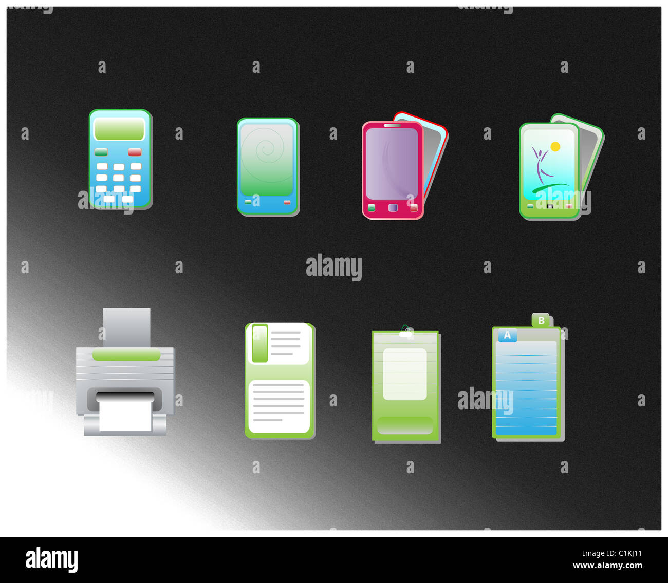 Collection of modern communication equipments Stock Photo - Alamy