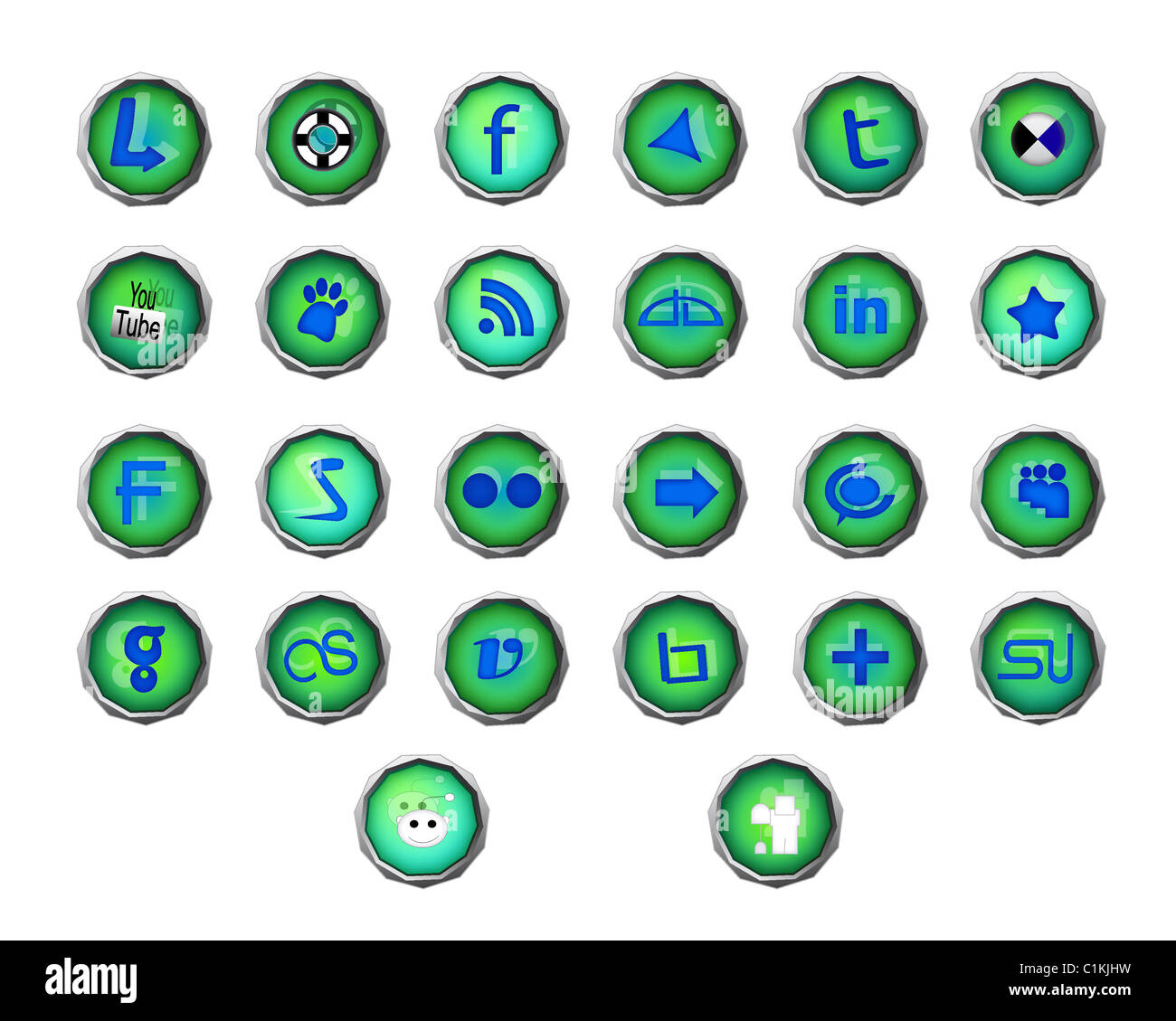 Collection of different web icons isolated on black background Stock ...