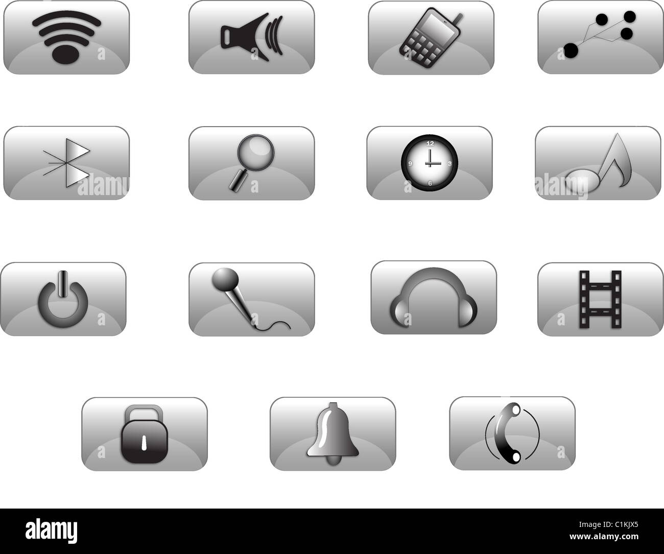 Collage of various mobile phone icons isolated on white background ...