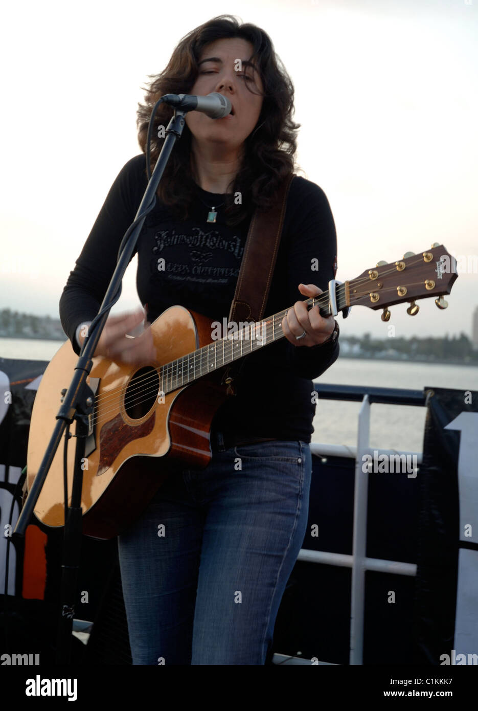 Maia Sharp performs to an invite only crowd on the Adventure Hornblower ...