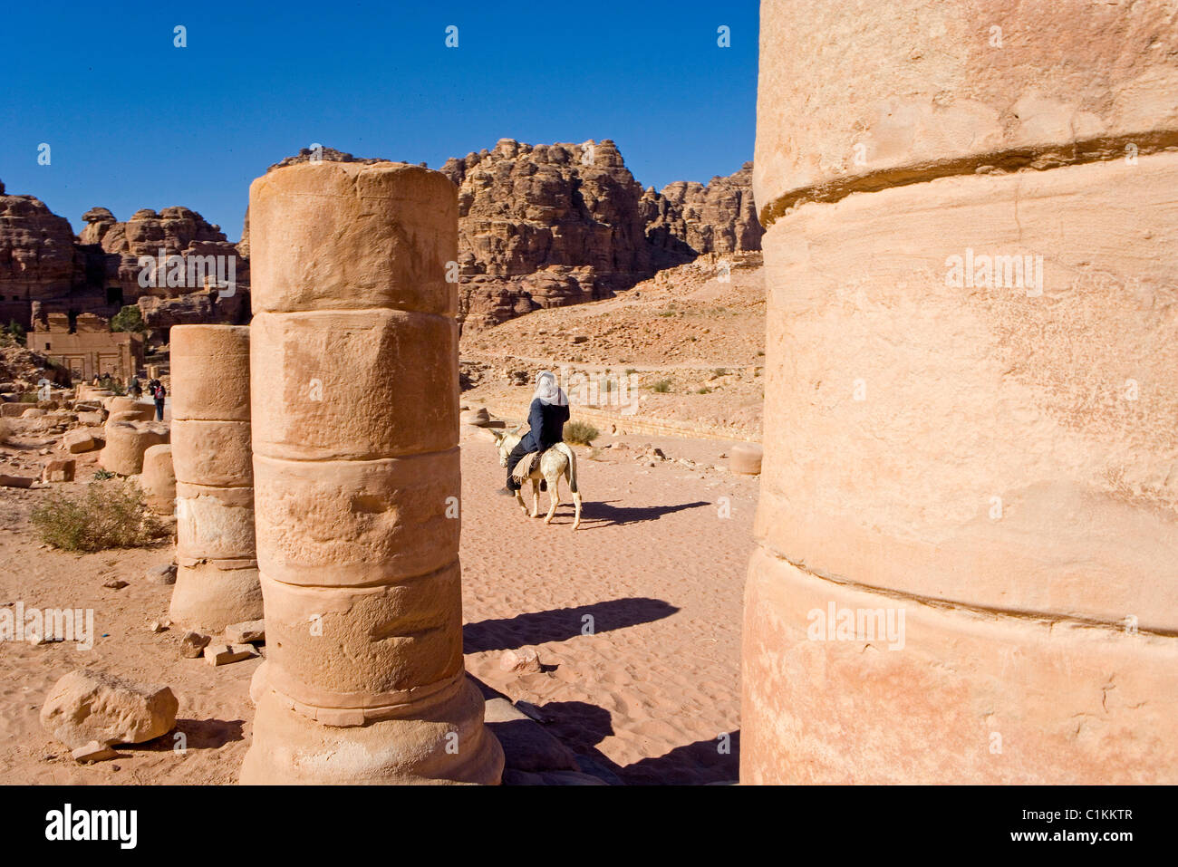 Jordan, Nabatean site of Petra, the great temple Stock Photo - Alamy