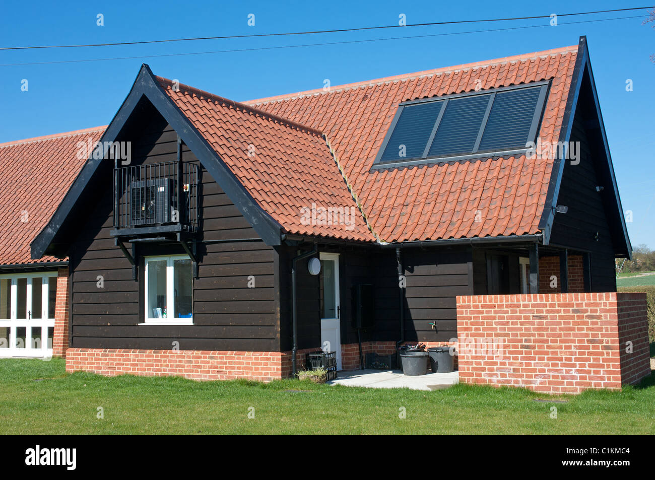 Solar thermal panel for heating water on a public building Stock Photo ...