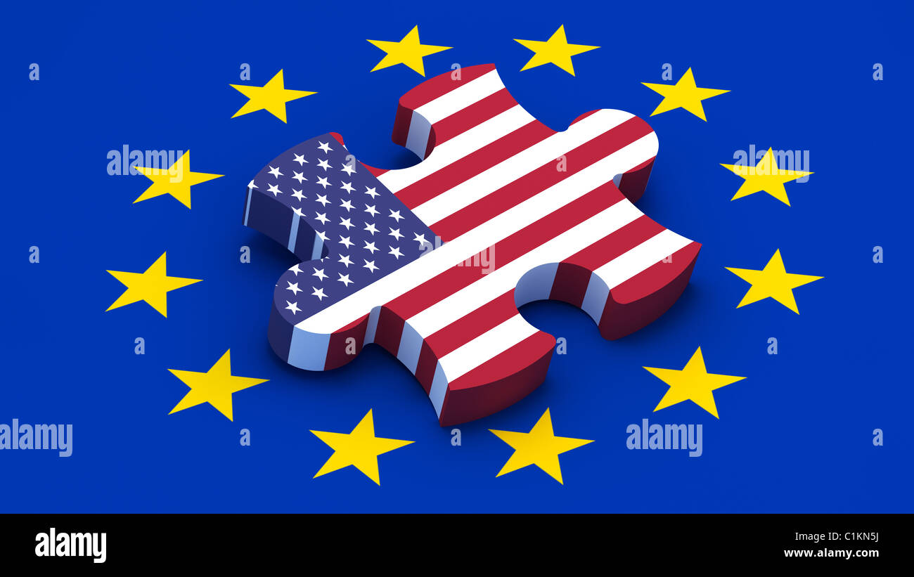 jigsaw puzzle piece usa and euro zone Stock Photo - Alamy