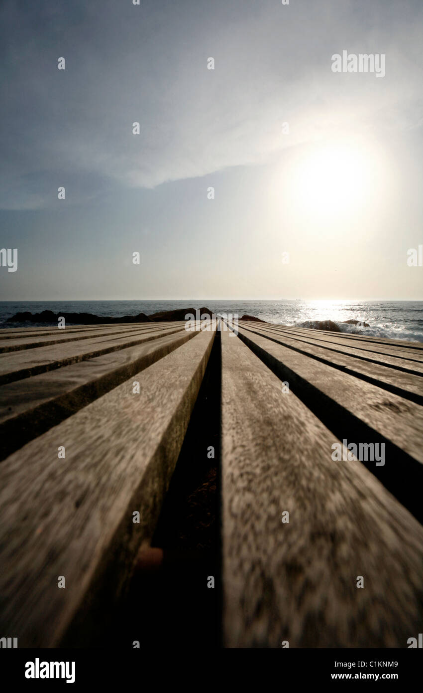 Wood pavement near the beach Stock Photo - Alamy