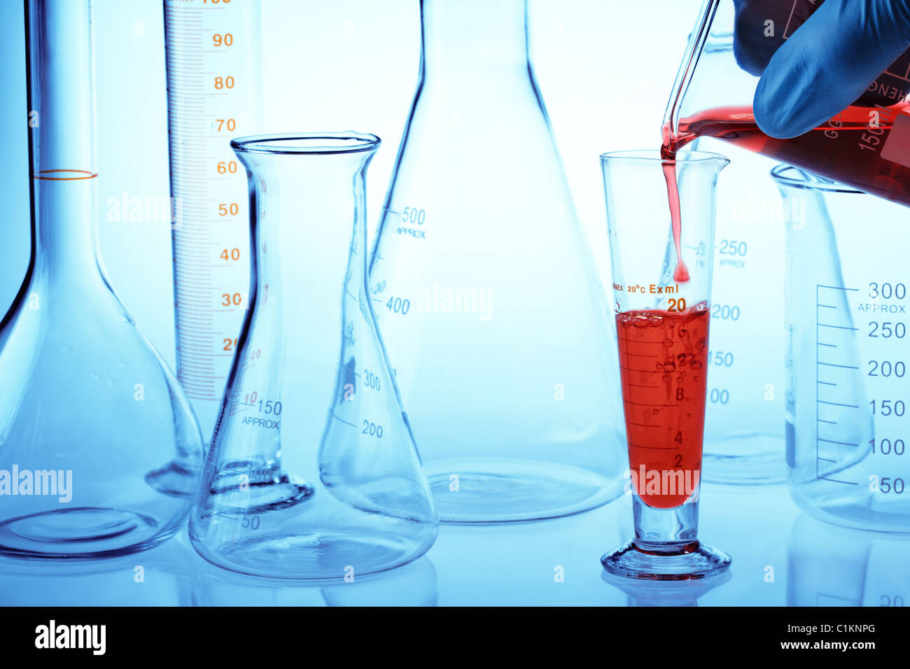 Scientist hand pouring liquid in a research lab Stock Photo - Alamy