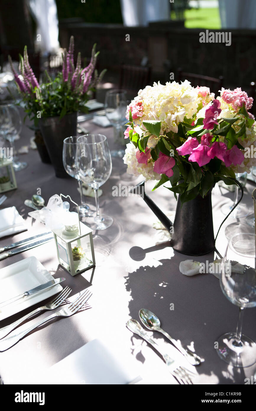 Table Set for Wedding Reception Stock Photo - Alamy