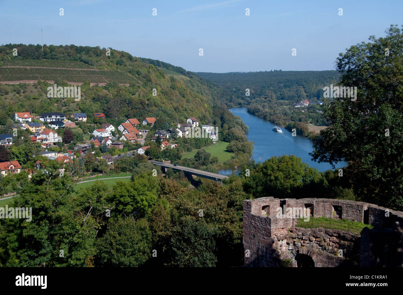 Germany, Wertheim. View near confluence of Tauber & Main River from ...