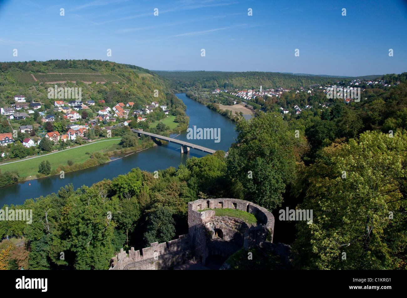 Germany, Wertheim. View near confluence of Tauber & Main River from ...