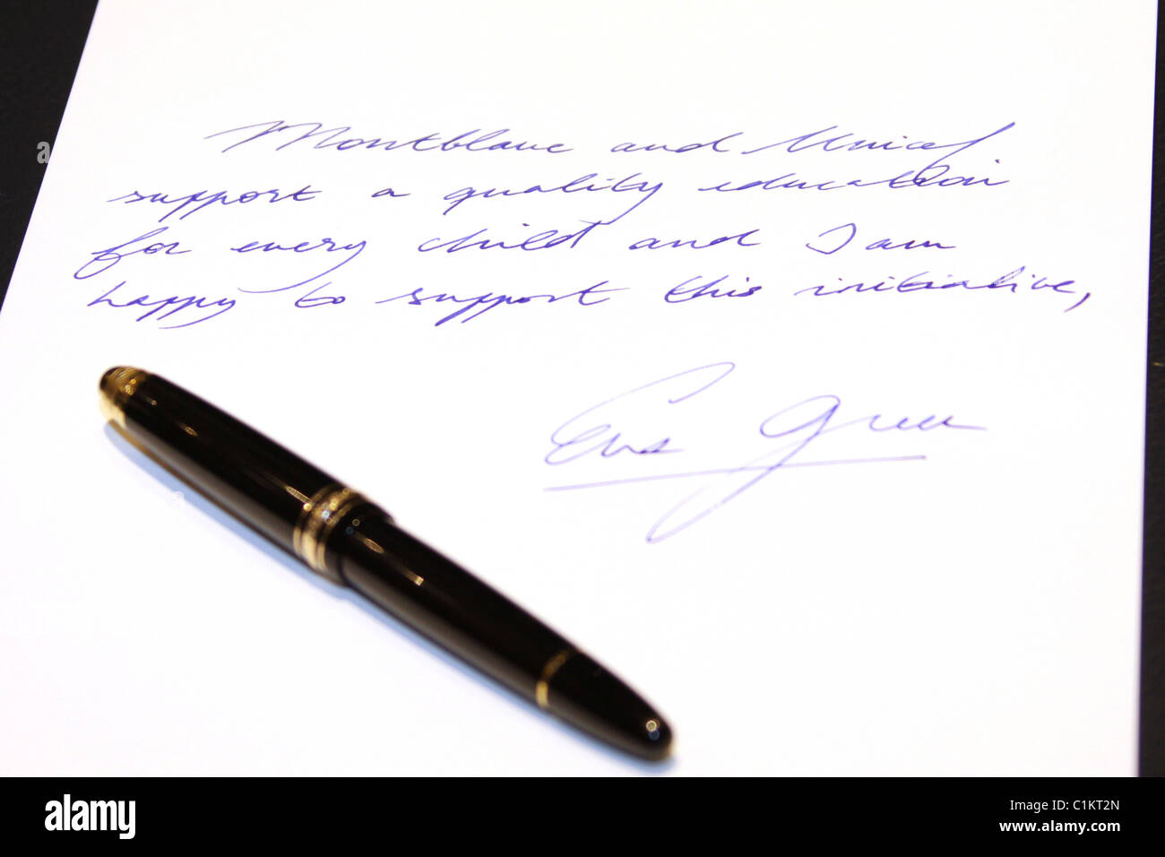 Eva Green's handwriting Launch of the Signature for Good Special ...