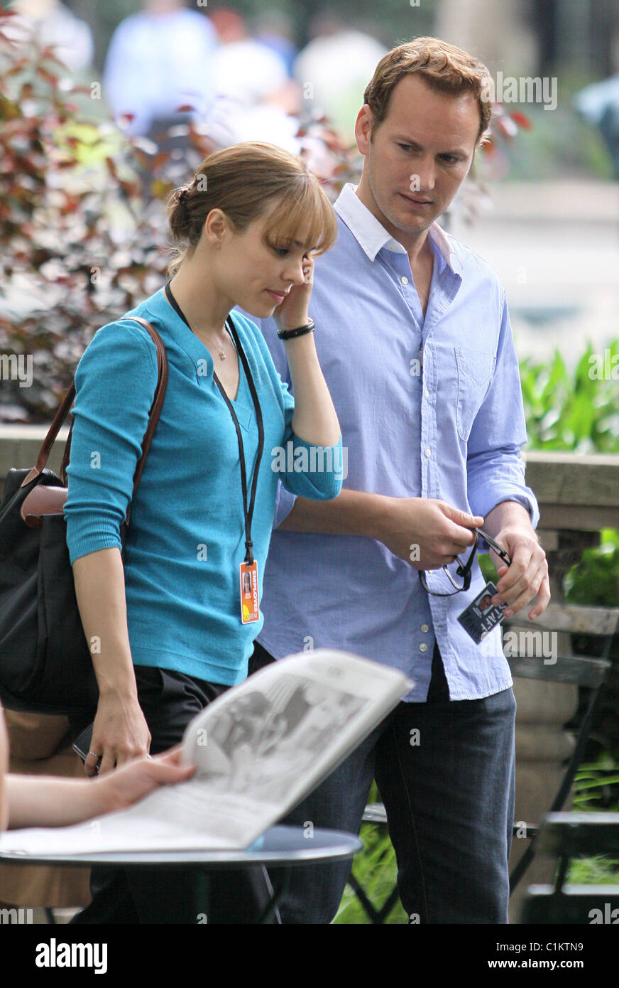 Patrick Wilson and Rachel McAdams on the film set of 'Morning Glory ...
