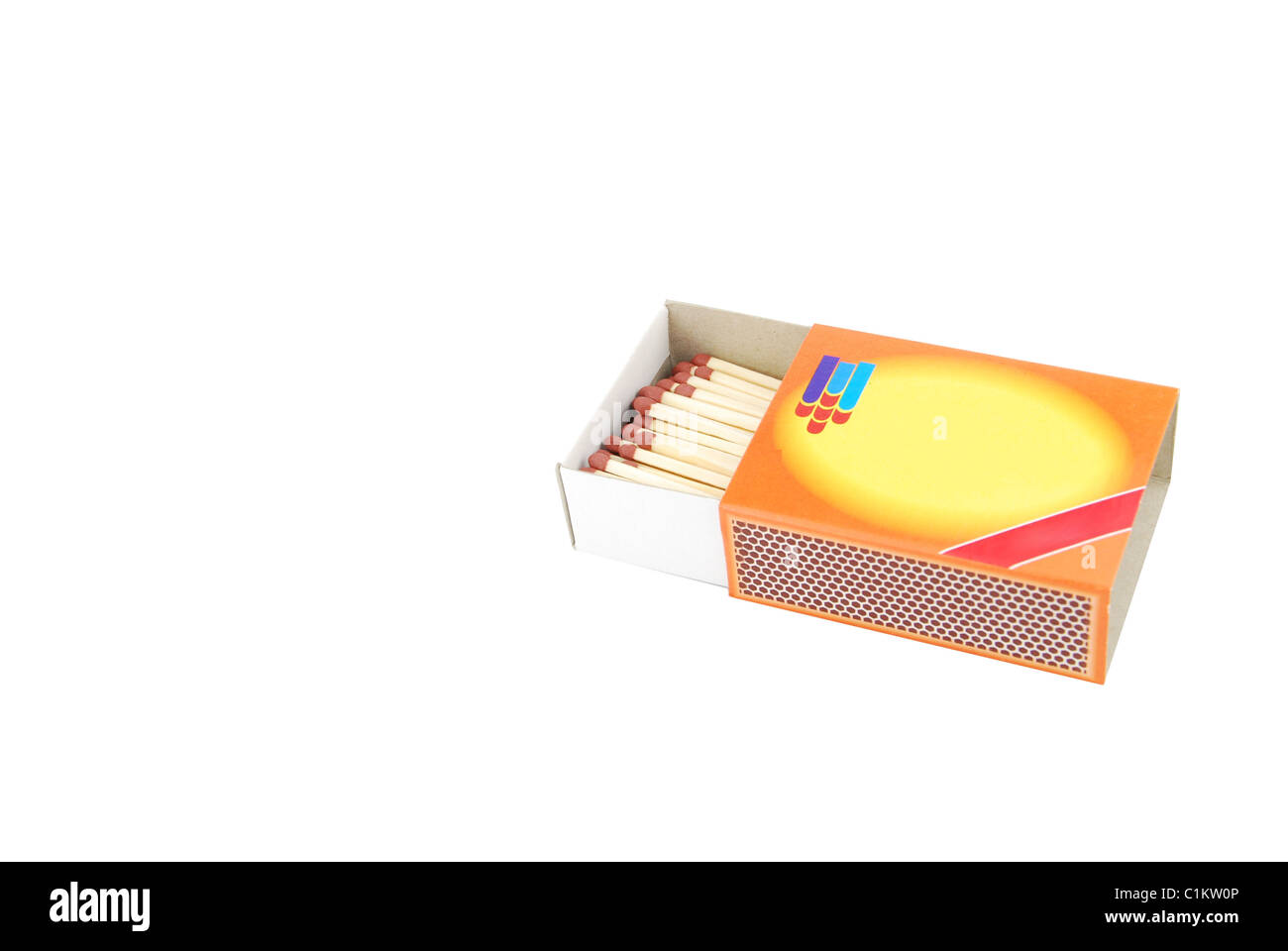 opened box of red matches isolated on white background Stock Photo - Alamy