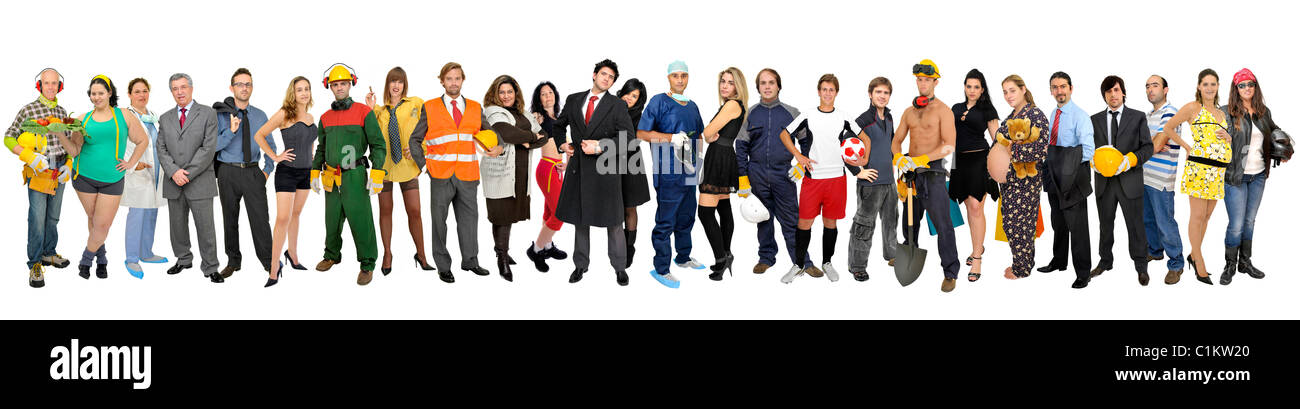 Crowd or group of different people isolated in white Stock Photo - Alamy