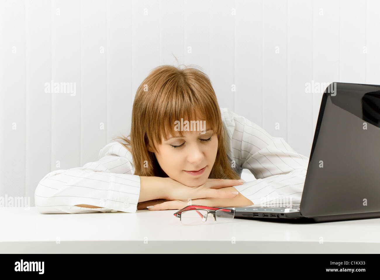 asleep on the job girl. Office Stock Photo - Alamy