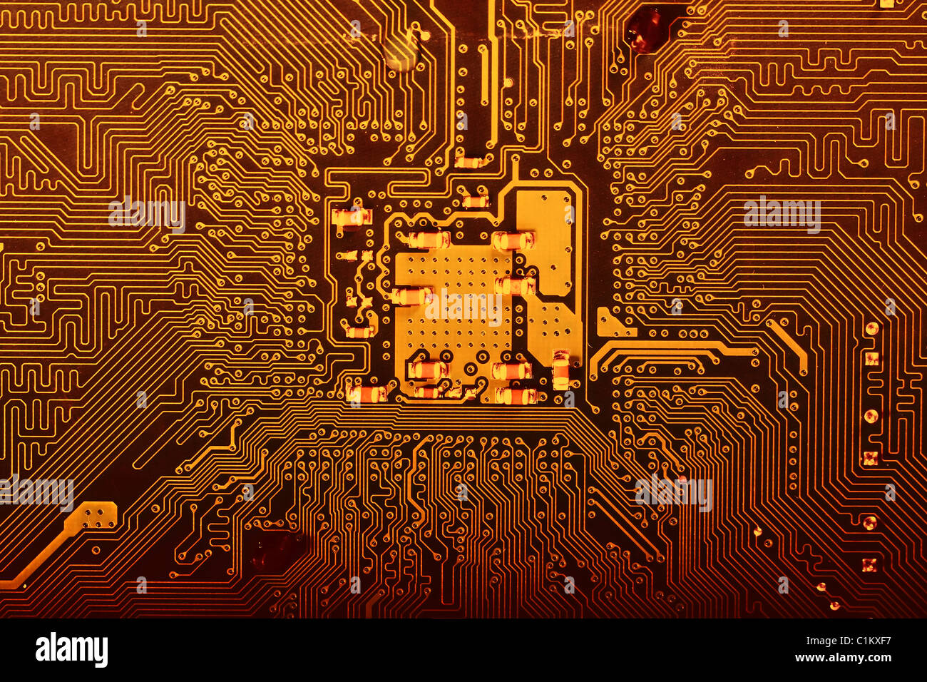 Close view of the circuits of a modern computer motherboard Stock Photo ...