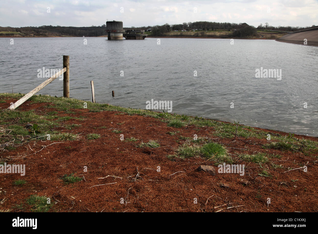 Low water level at Roadford Reservoir Broadwoodwidger Devon England UK ...