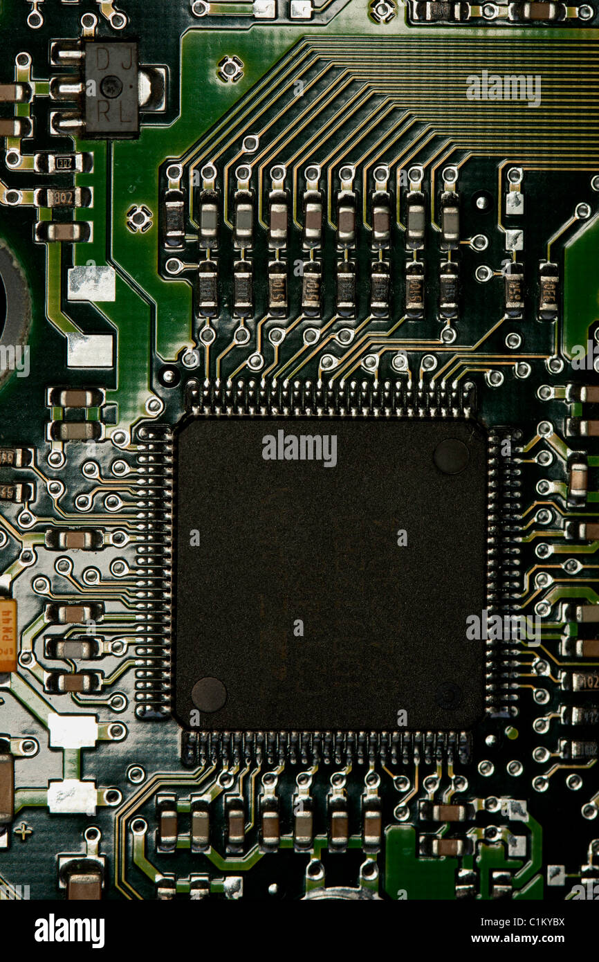 Close view detail of a circuit board with chips Stock Photo - Alamy
