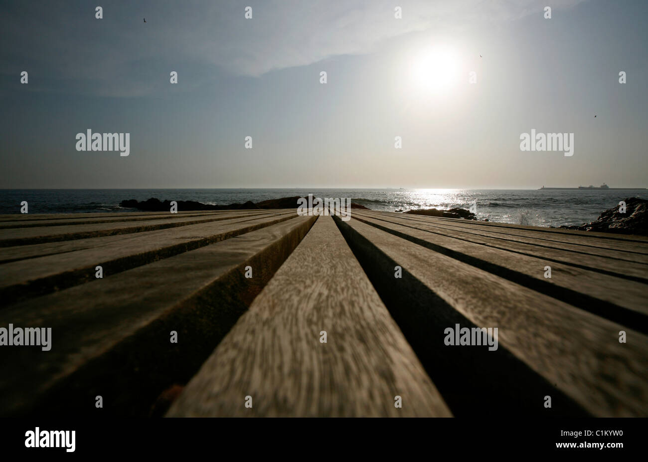 Wood pavement near the beach Stock Photo - Alamy