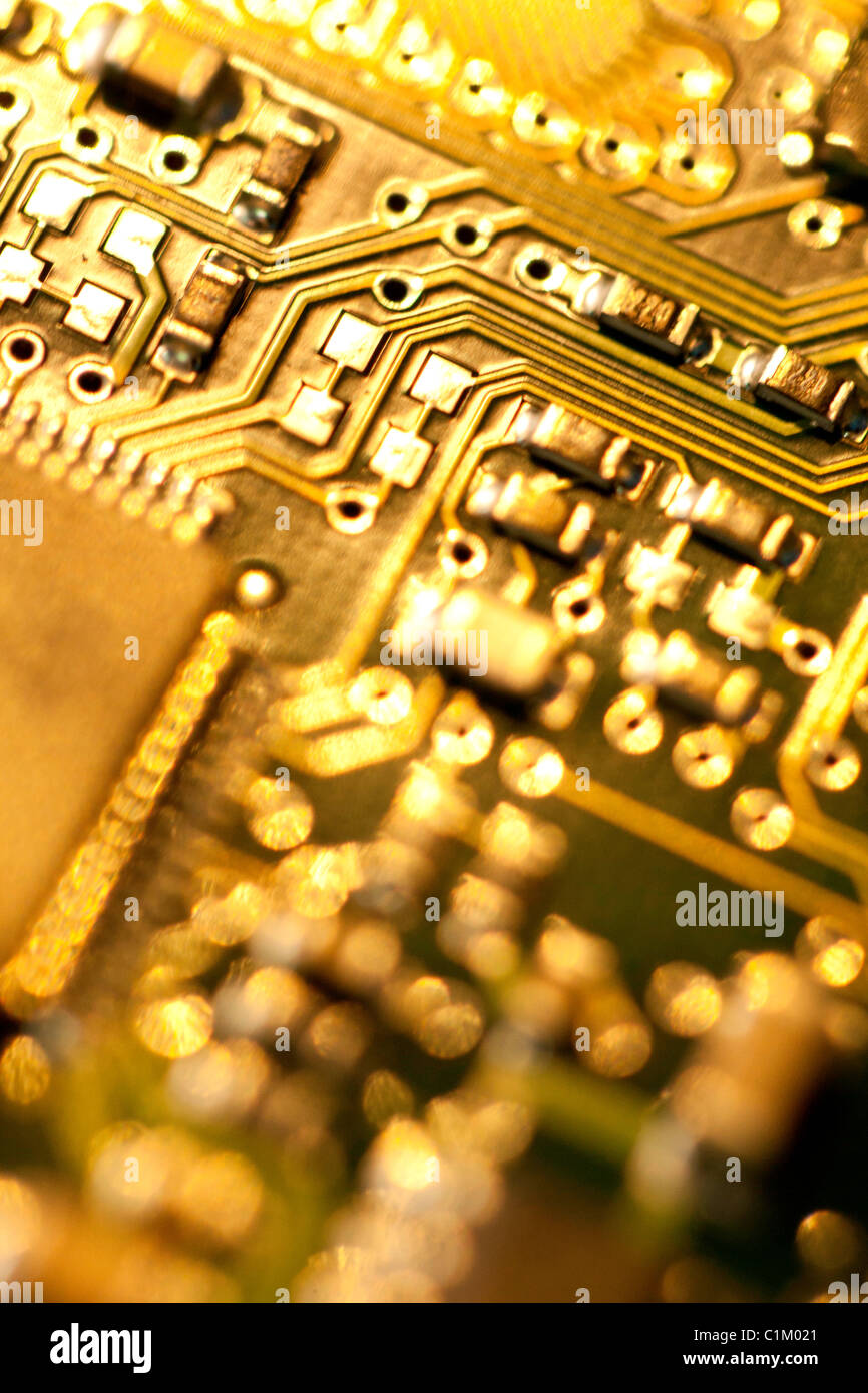 Close view detail of a circuit board with chips Stock Photo - Alamy
