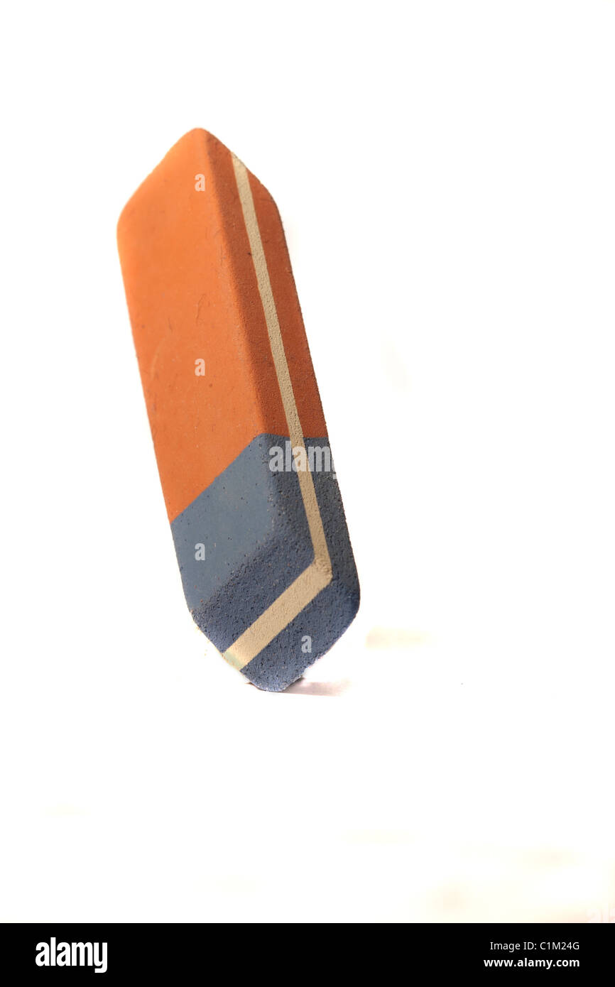 Close view detail of an eraser isolated on a white background Stock ...