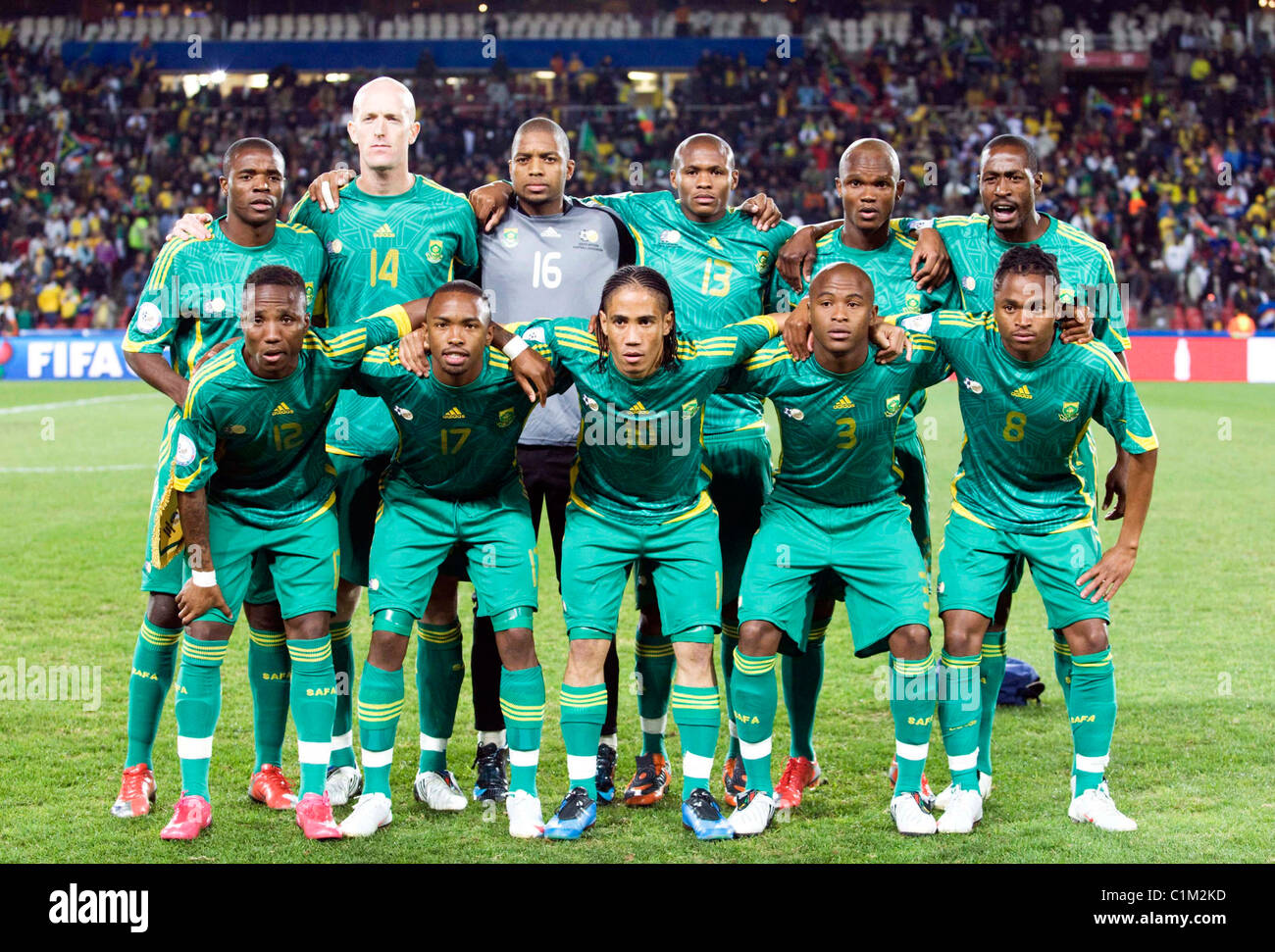The South African team Brazil vs. South Africa in the 2009 Confed Cup ...