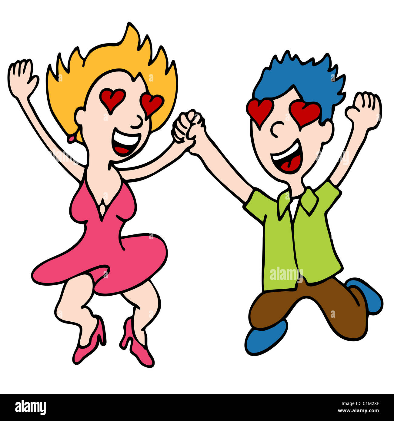 An image of a couple in love jumping for joy Stock Photo - Alamy