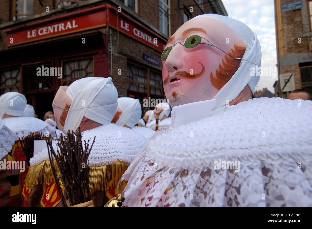 Belgium, Wallonia, Carnival of Binche, Gilles of Binche wearing his ...