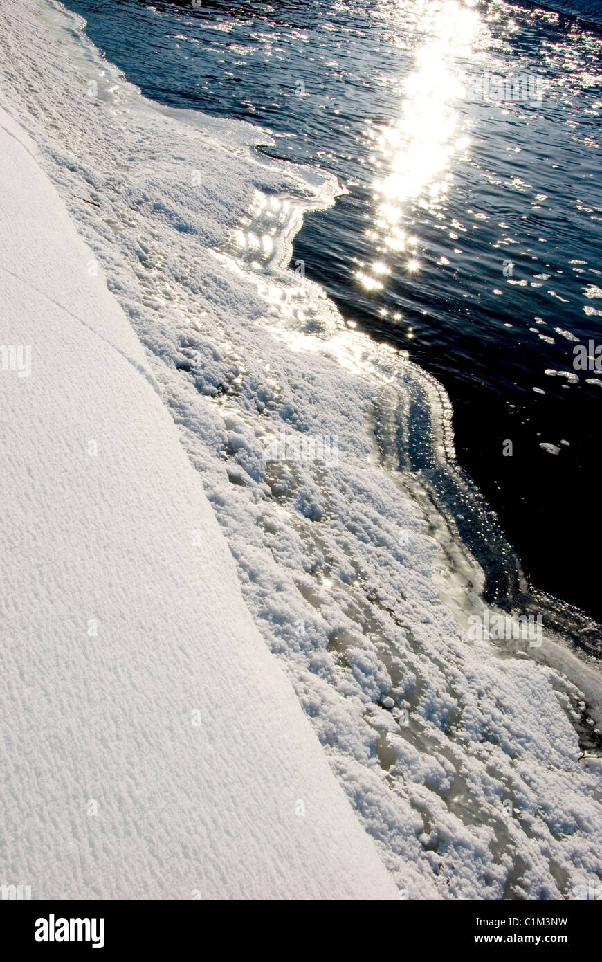 spring rivers water with waterfront ice and snow Stock Photo - Alamy