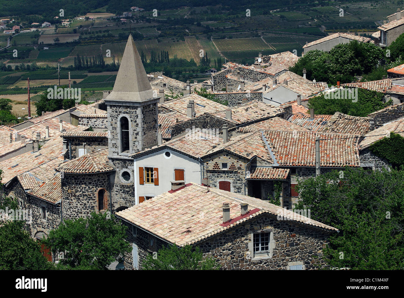 France, Ardeche, village of Mirabel, plateau of Coiron, Ardeche Mounts ...