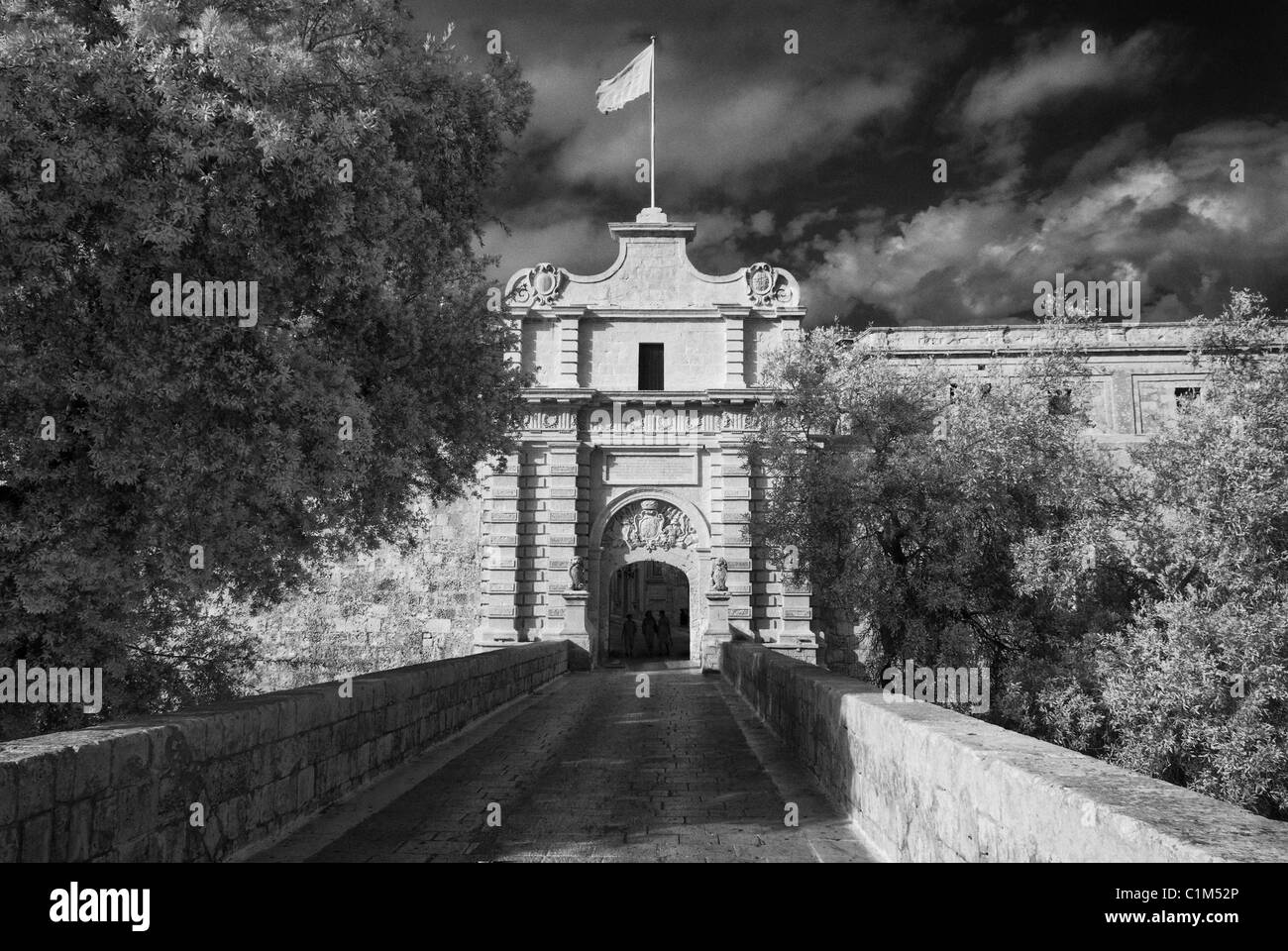 Historic town fortifications battlements Black and White Stock Photos ...
