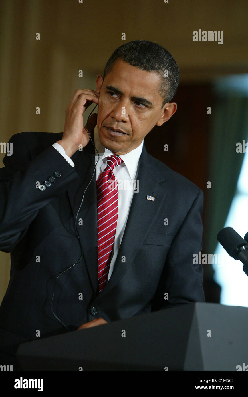 US President Barack Obama talks to the press at the White House with ...