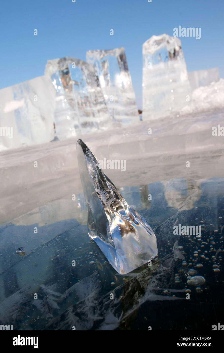 Ice crystals on lake Baikal Stock Photo - Alamy
