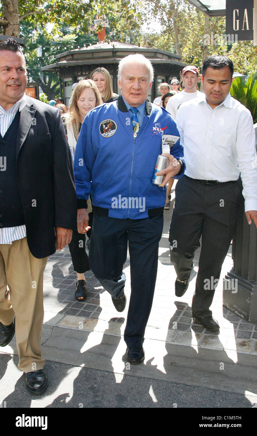 Buzz Aldrin out and about with a can of Red Bull energy drink and an ...