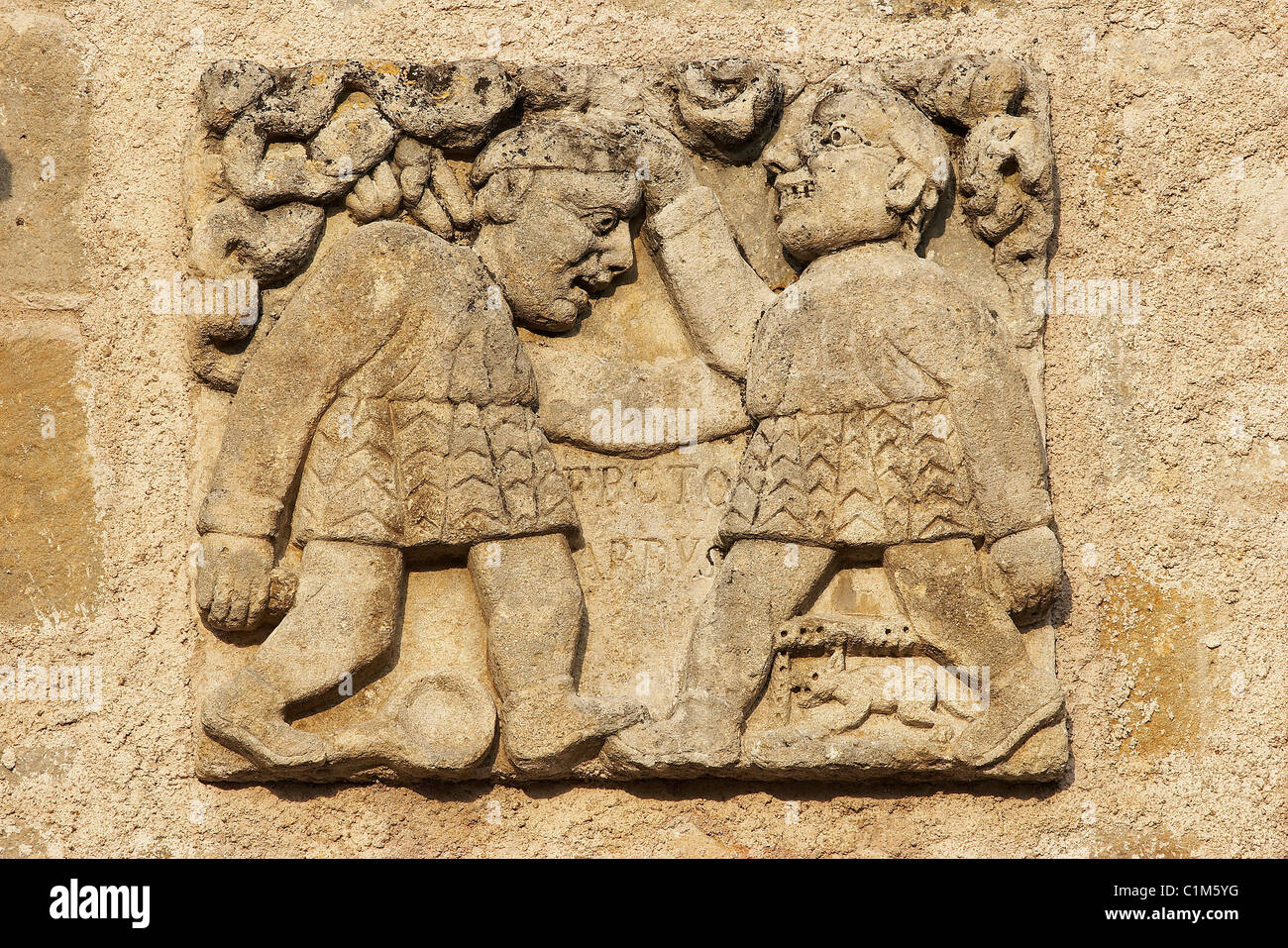 France, Cher, Berry, the roman Berry, detail of the frontage of La ...