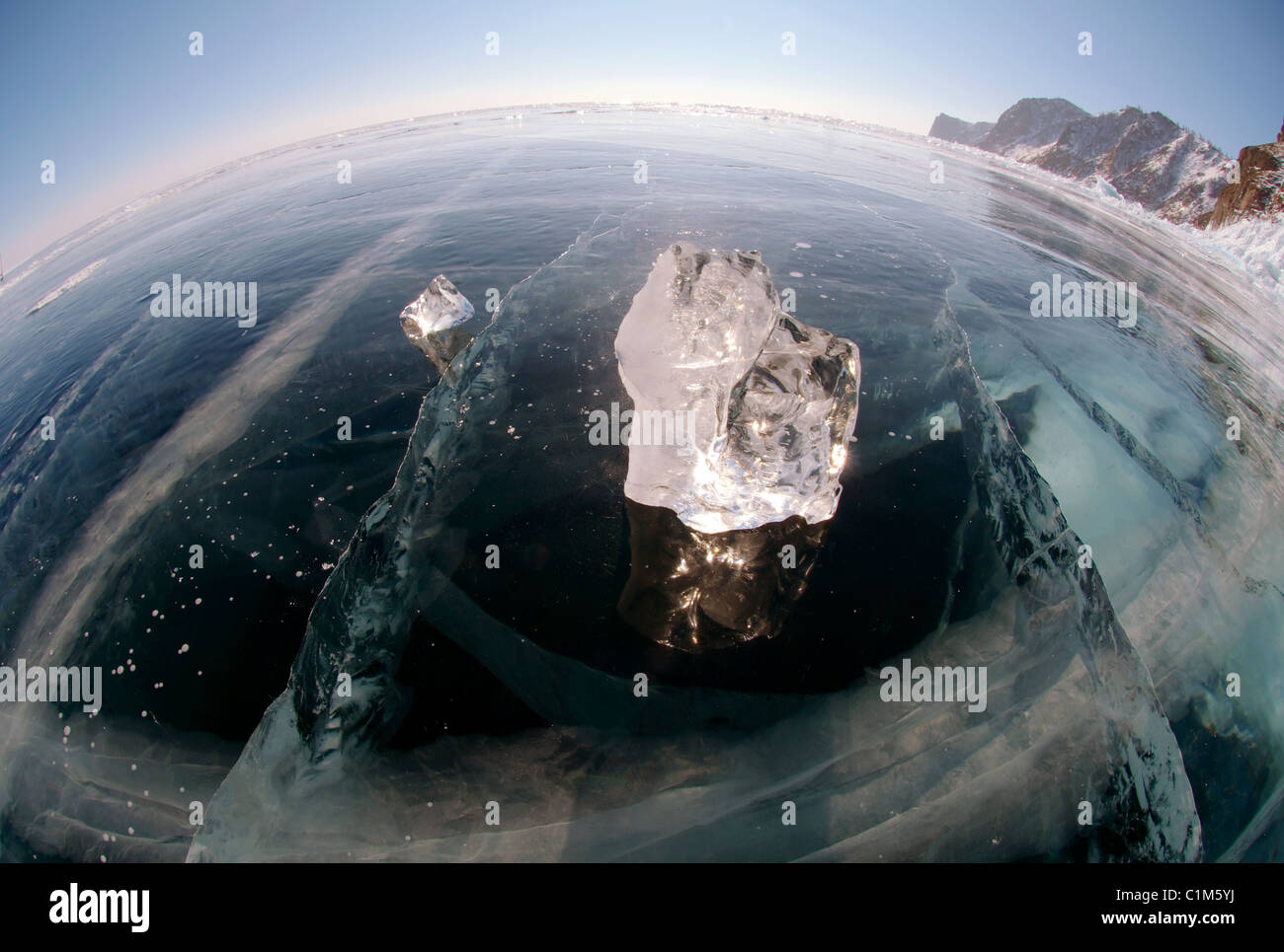 Ice crystals on lake Baikal Stock Photo - Alamy