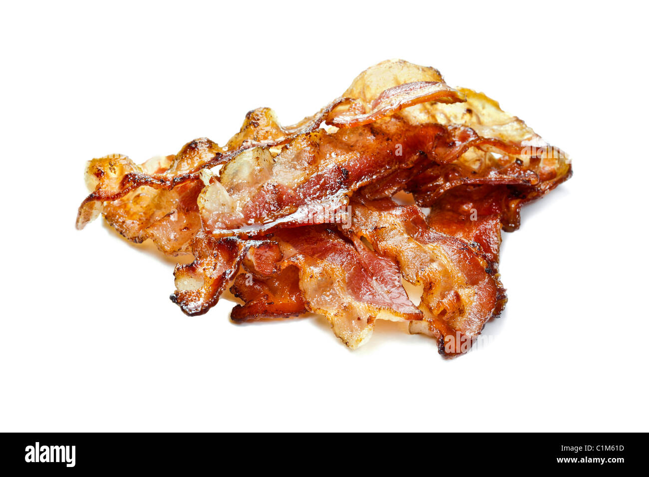 Cooked bacon isolated on white background. Charles Lupica Stock Photo ...