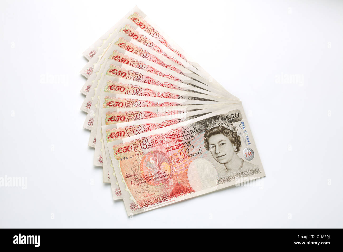 Fan of Fifty Pound Notes Stock Photo - Alamy