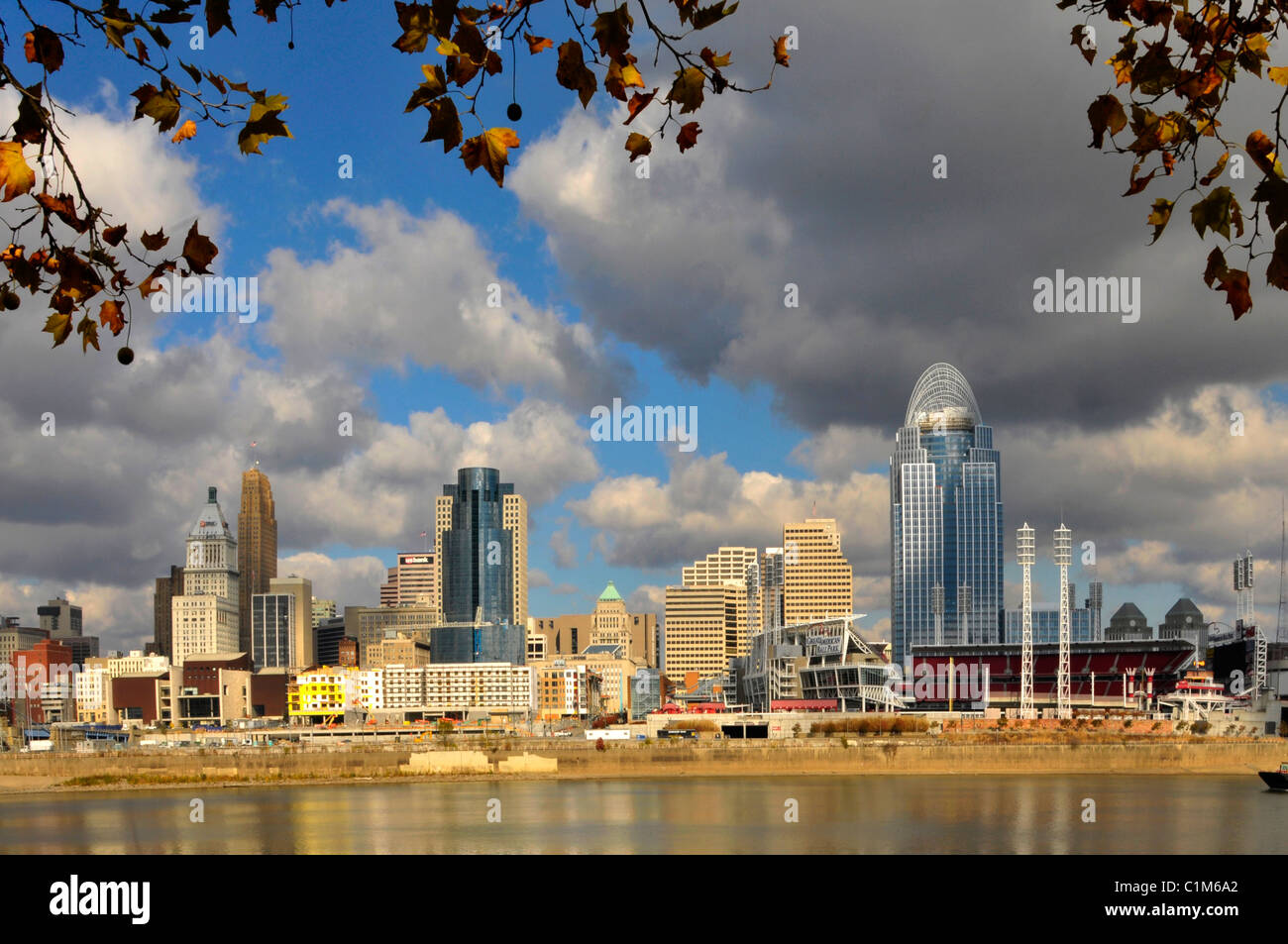 Downtown skyline Cincinnati Ohio as view across the Ohio River at ...