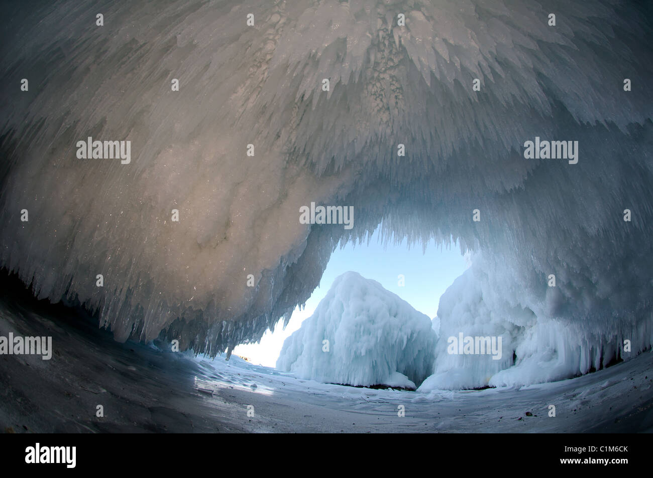 View from the ice cave. Olkhon island, Baikal lake, Siberia, Russia Stock Photo - Alamy