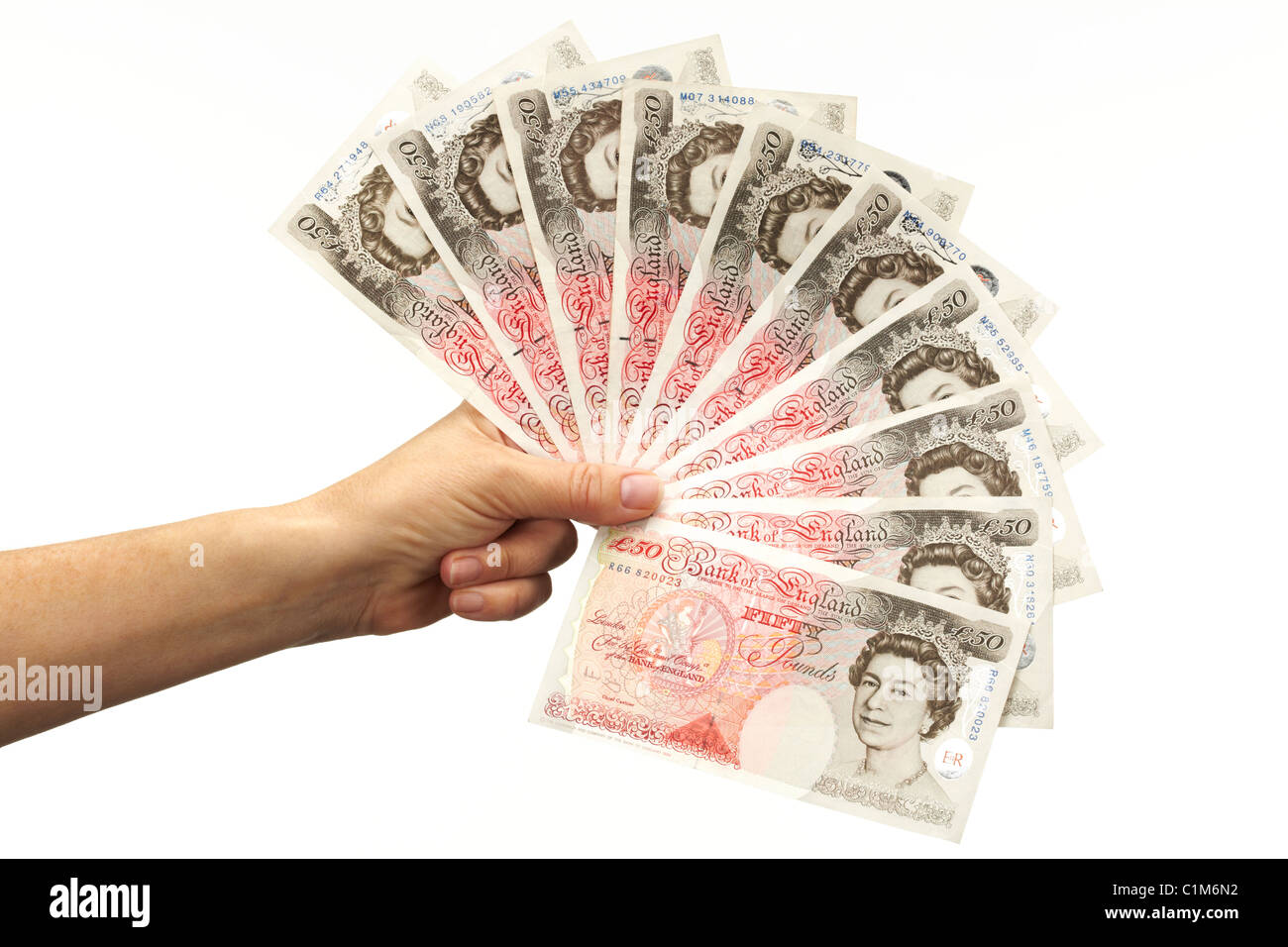 Fifty pound notes hand hi-res stock photography and images - Alamy