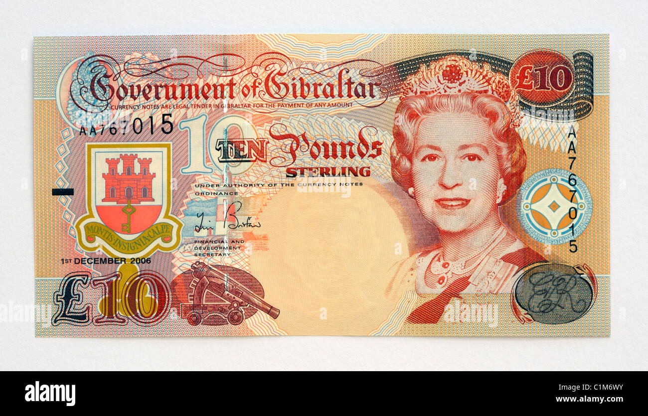 Gibraltar 10 Ten Pound Bank Note Stock Photo - Alamy