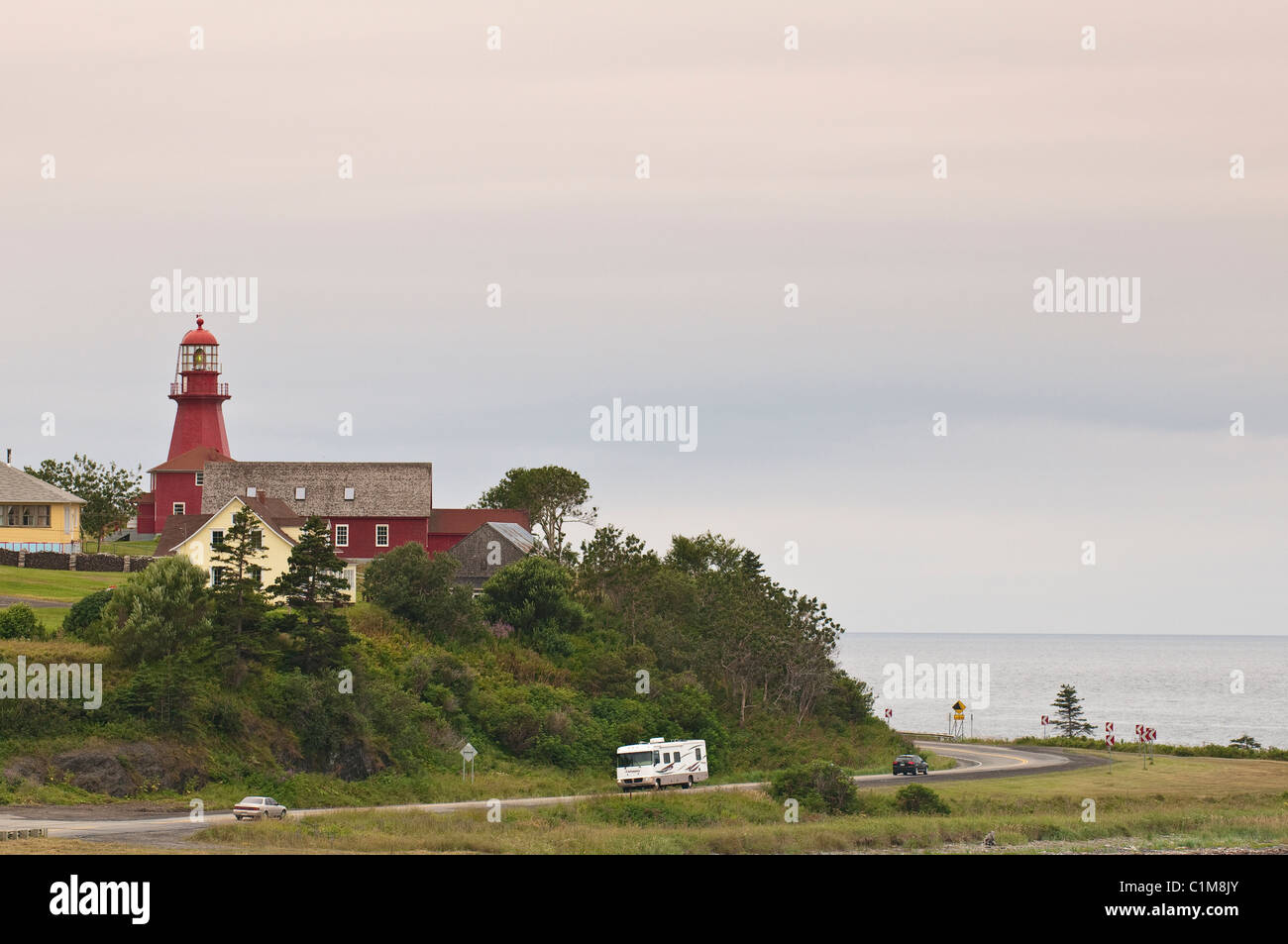 Motorhome at La Martre Lighthouse, La Martre, Quebec, Canada Stock ...