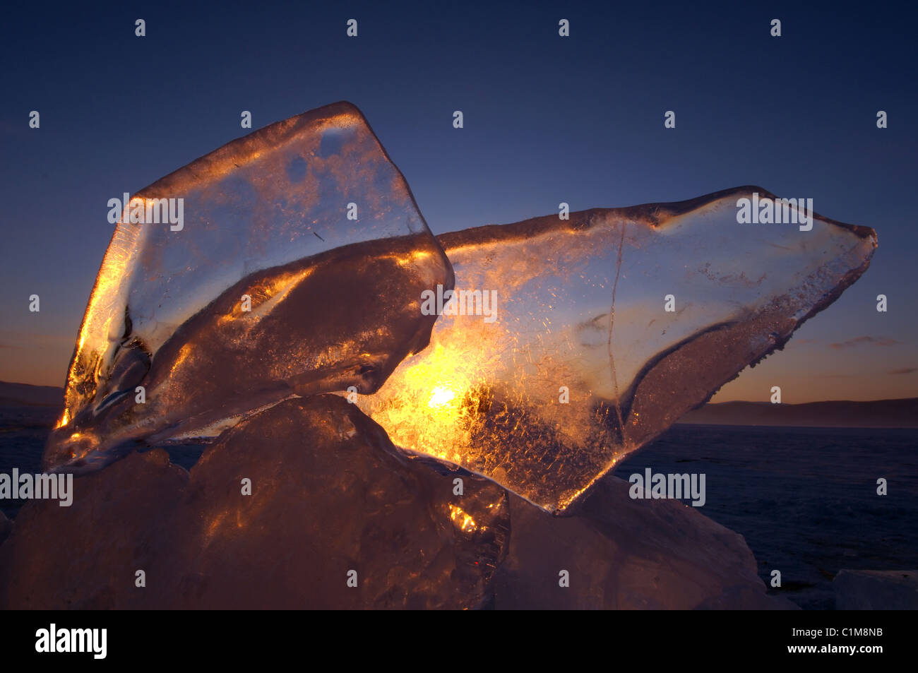 Ice crystals on lake Baikal Stock Photo - Alamy
