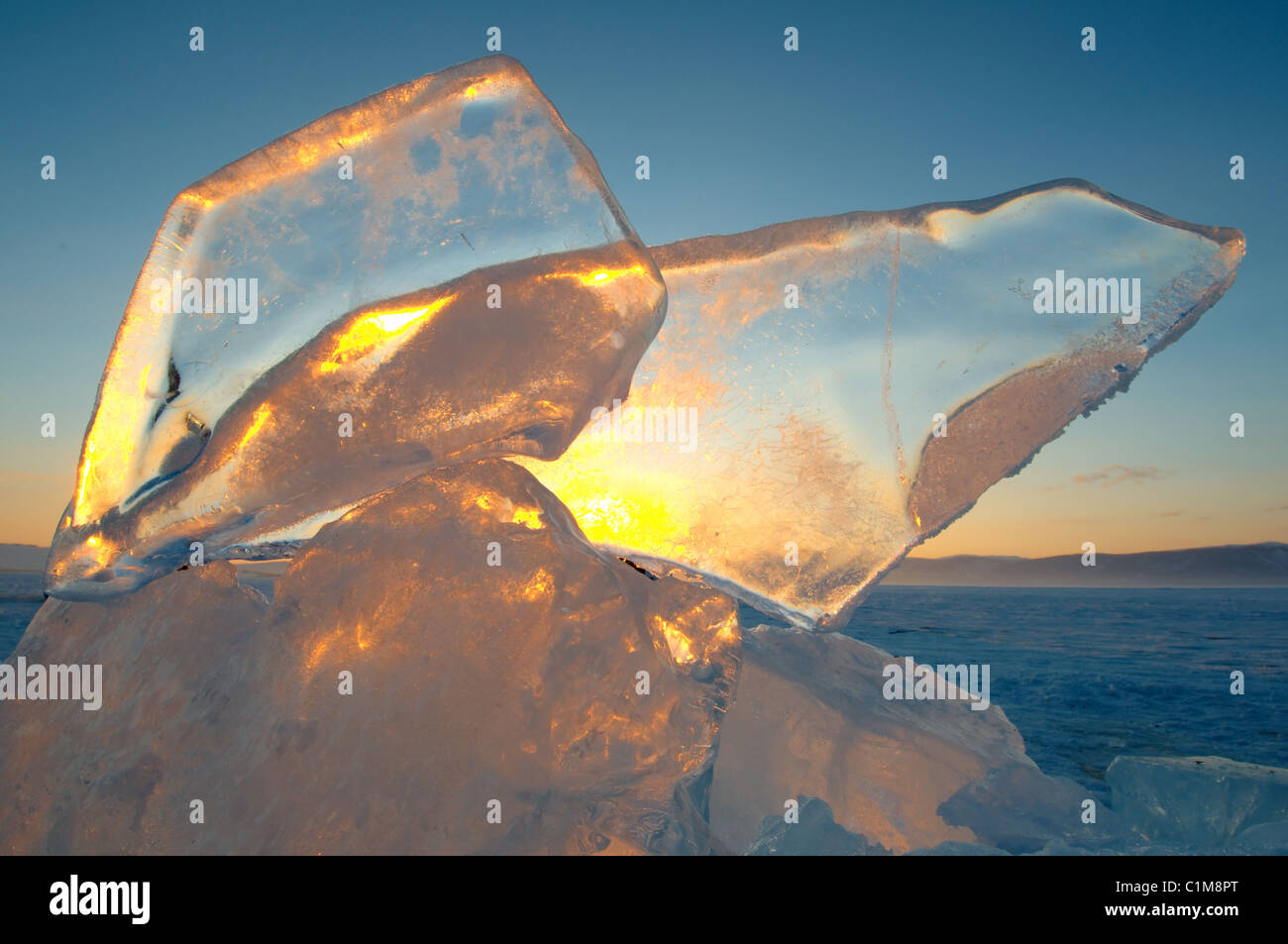Ice crystals on lake Baikal Stock Photo - Alamy