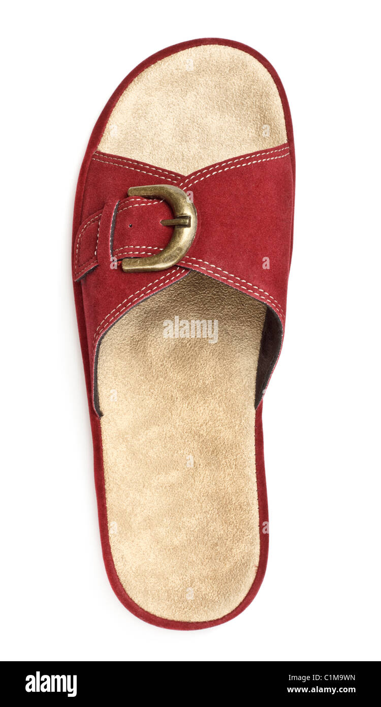 single red slipper isolated on white background Stock Photo - Alamy