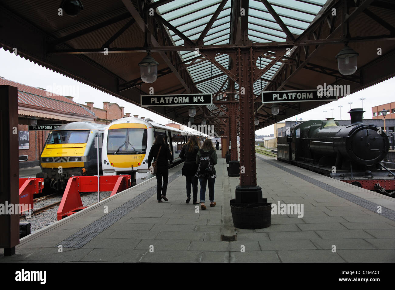 Birmingham Moor Street Station modern passenger trains and a vintage ...