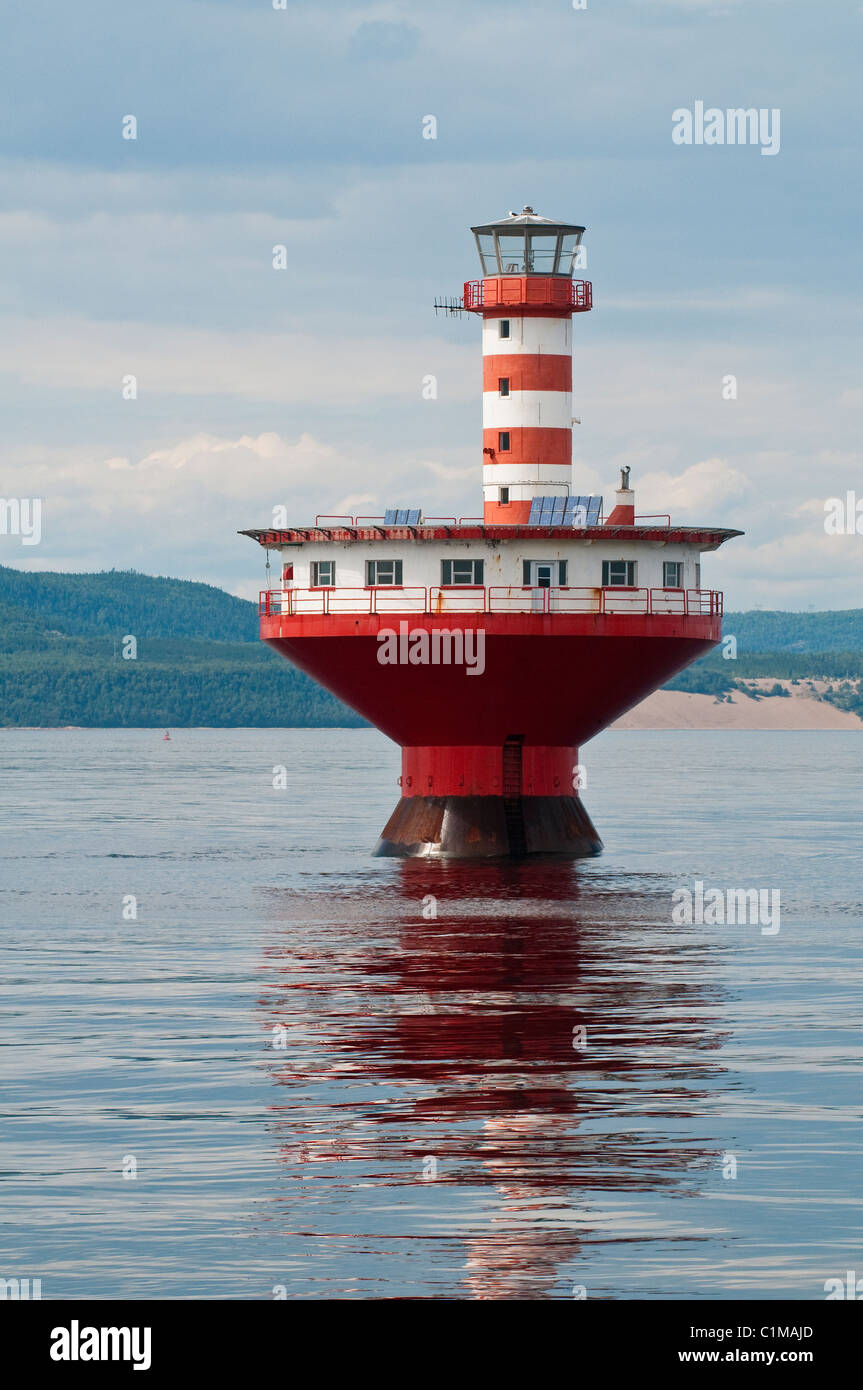 Lighthouse on St. Lawrence River near Tadoussac, Quebec, Canada Stock ...