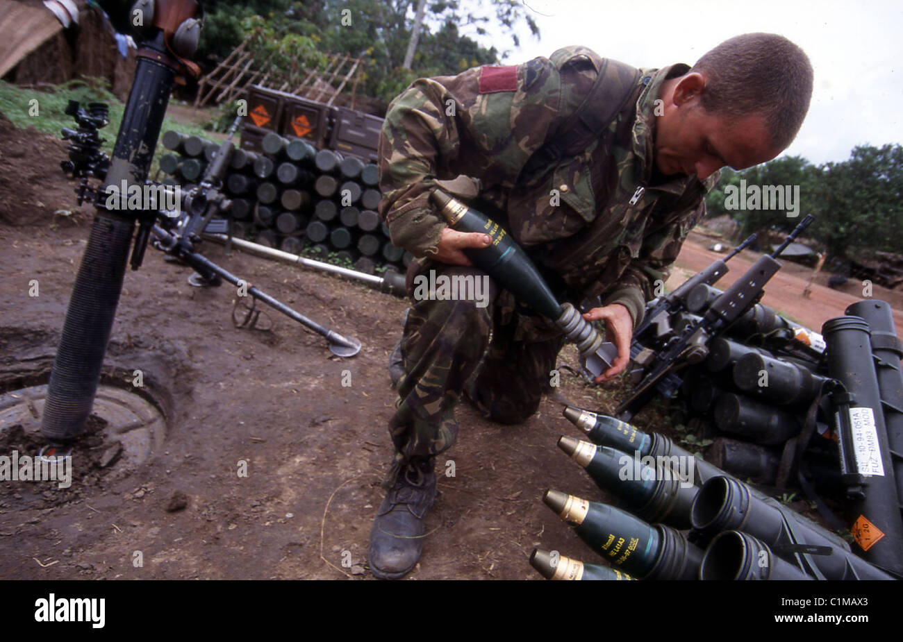 21mm mortar ready to fire rounds ib=direct fire support Stock Photo - Alamy