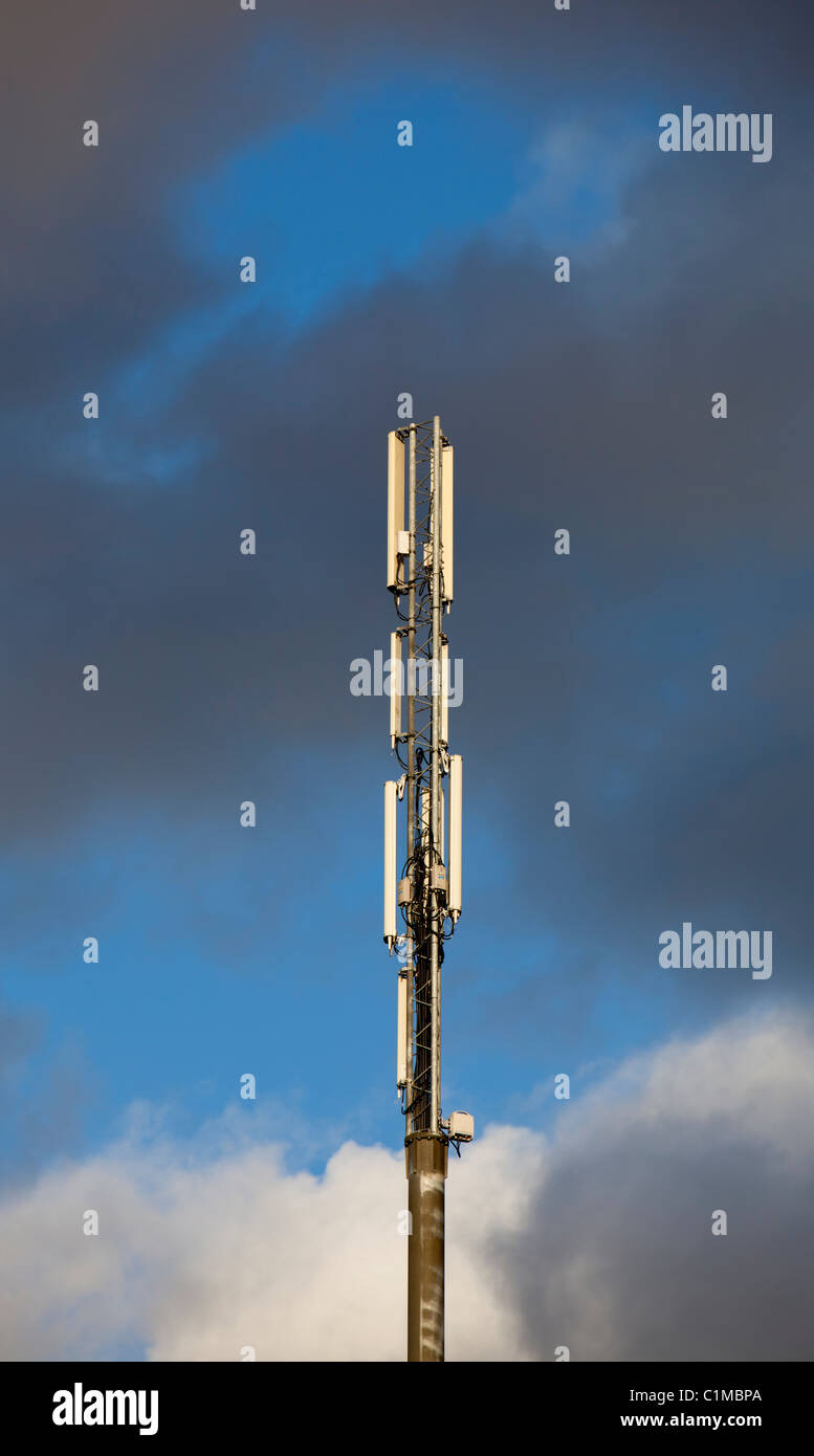 Cellular network antennas on top of a antenna mast , Finland Stock ...